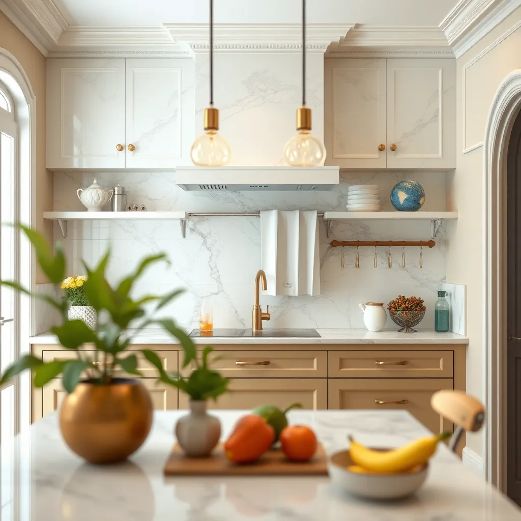 Marble Wallpaper in Kitchen Backsplash Design