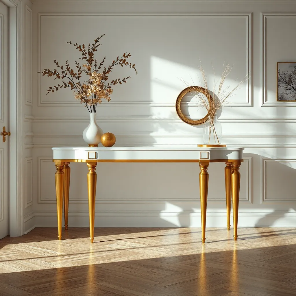Exploring the Elegance of White and Gold Entry Tables